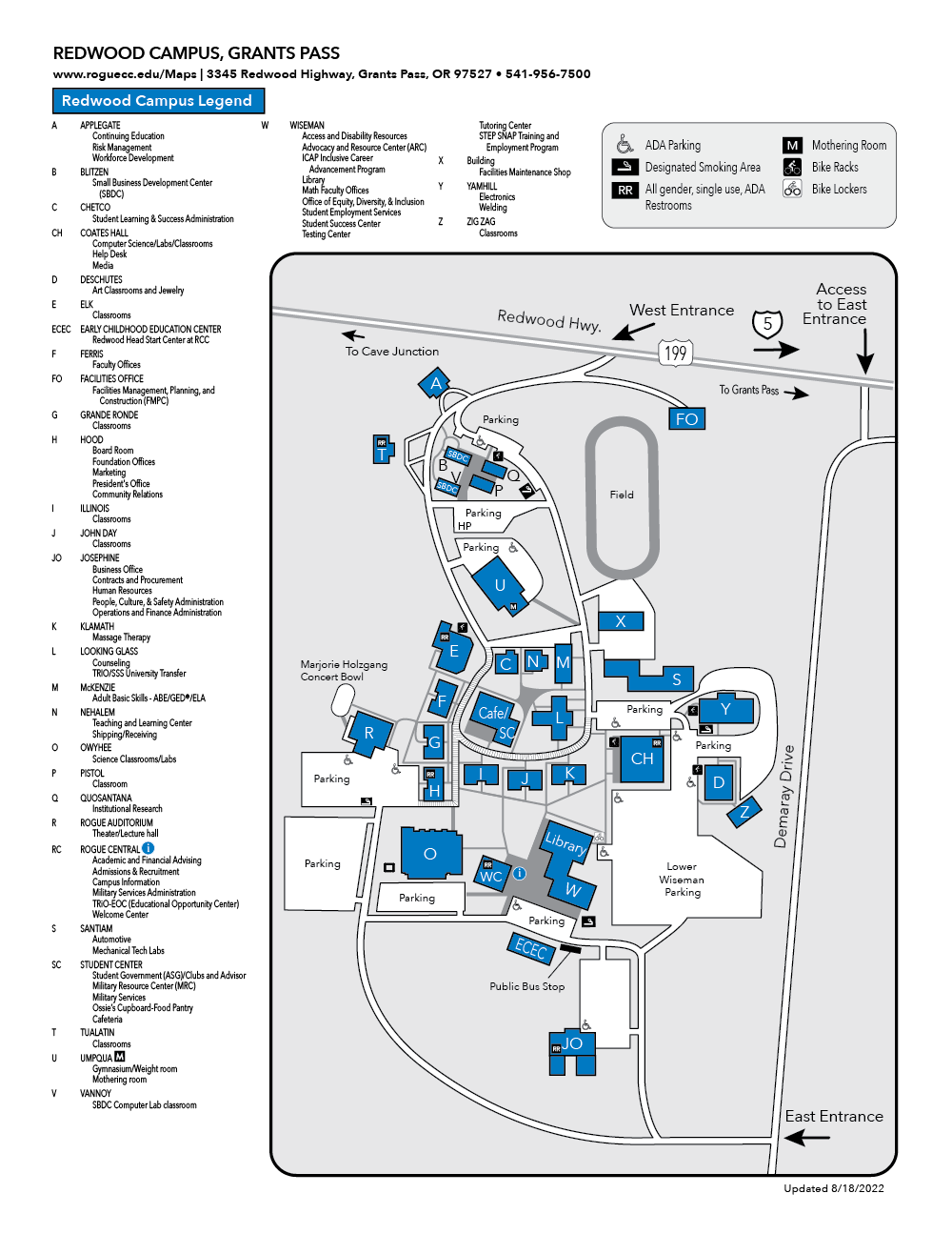 RCC Grants Pass Redwood Campus Map